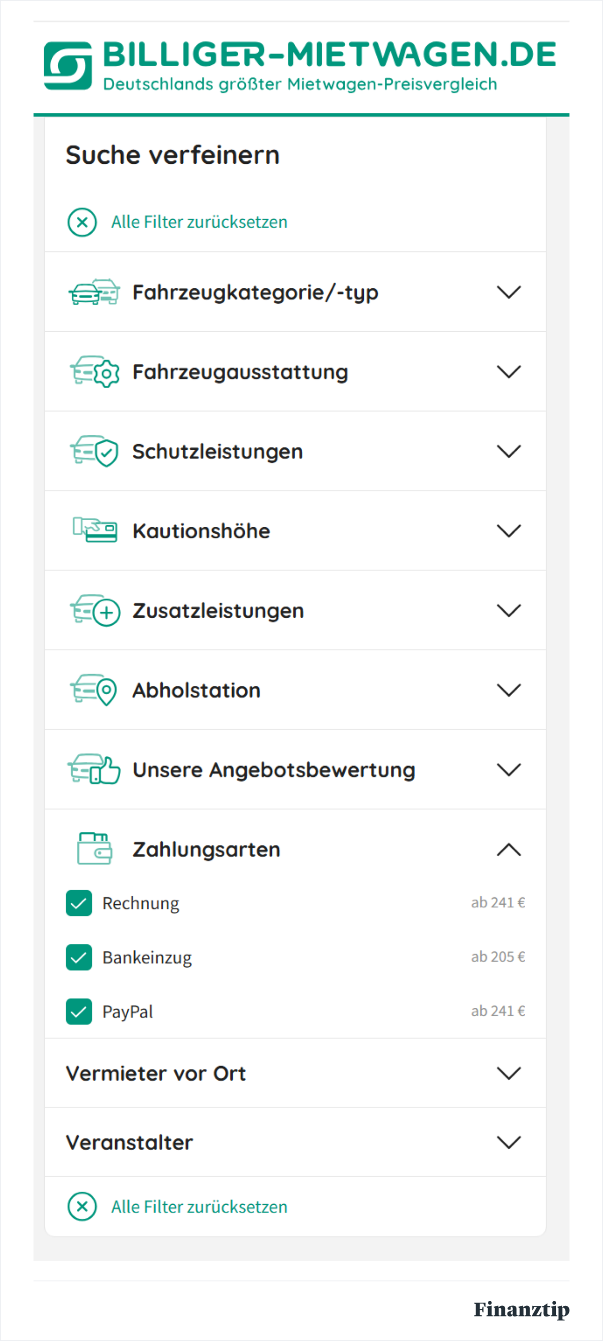 Billiger Mietwagen bei der Autovermietung